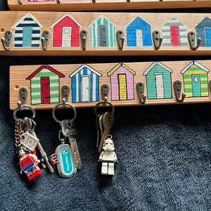 Beach Hut Key Rack. Seaside Themed Wall Hooks. Long Thin Key Hooks for ...