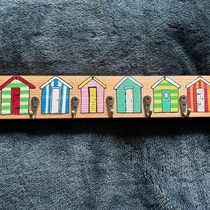 Beach Hut Key Rack. Seaside Themed Wall Hooks. Long Thin Key Hooks for ...