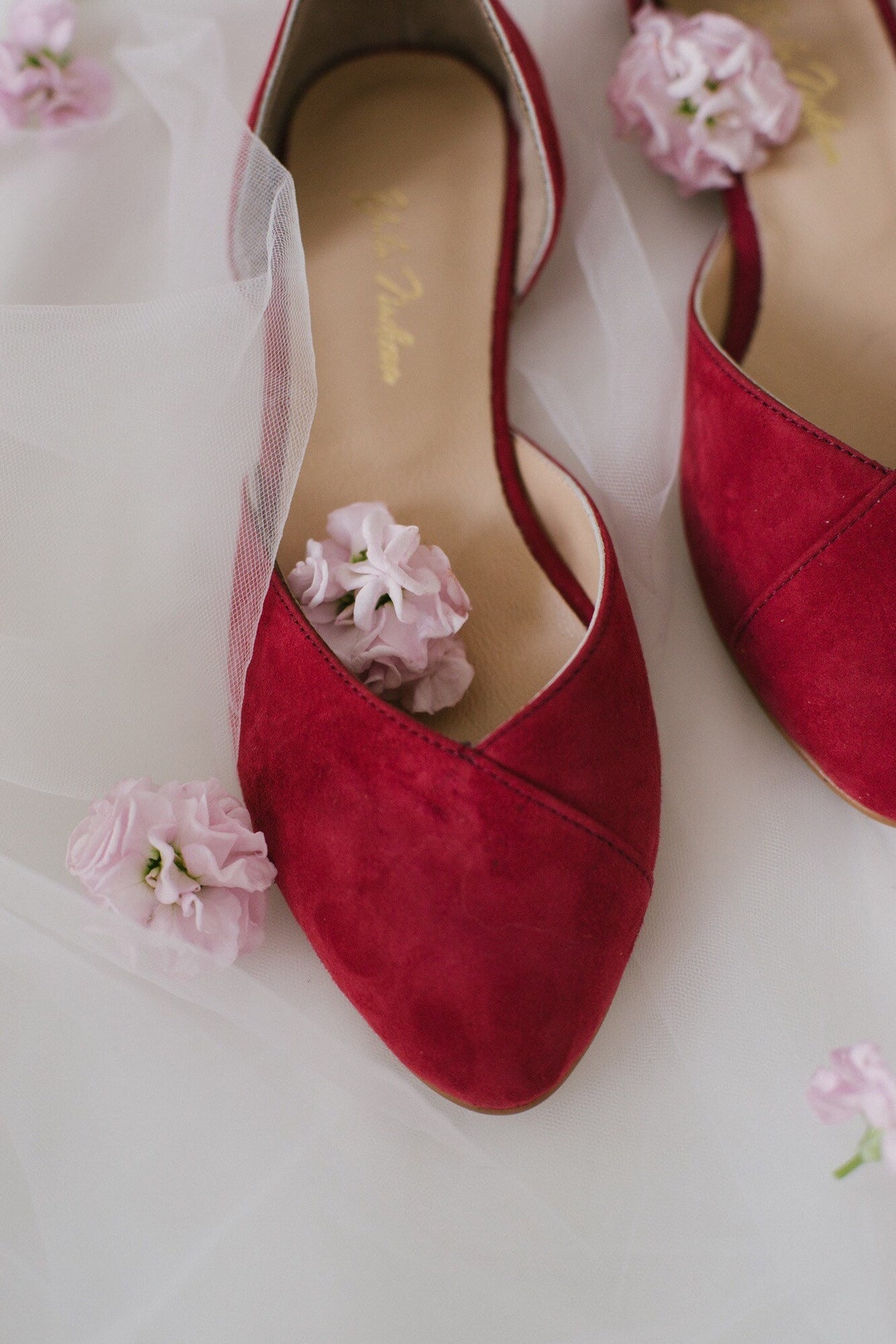 Burgundy Shoes Red Wedding Shoes Ballet Flats Low - Etsy