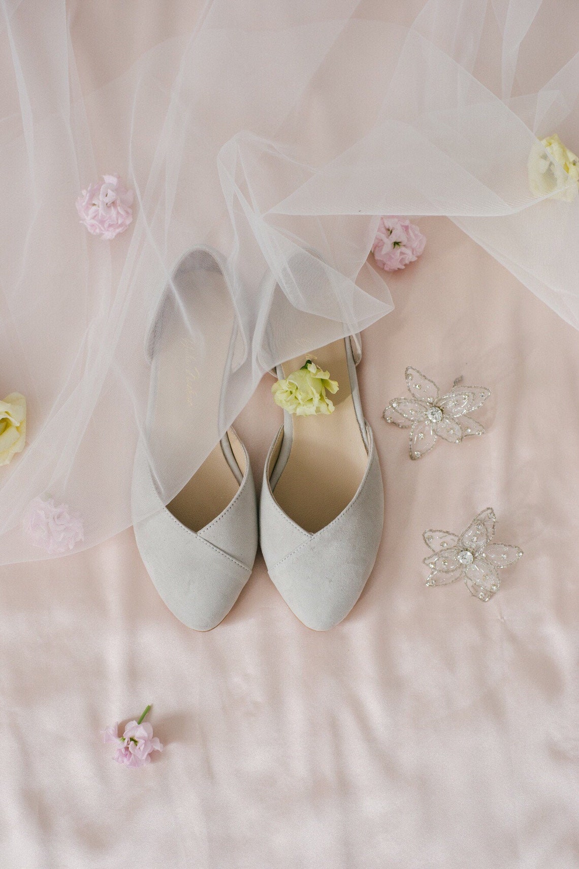 Wedding shoes gray wedding shoes bridal ballet flats low | Etsy