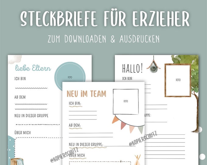 3 Steckbriefe & 2 Abschiedsbrief Vorlagen Zum Ausdrucken Vorlage A4 ...