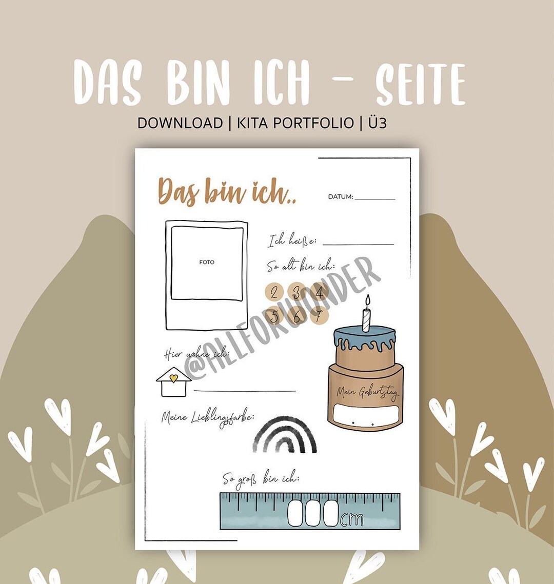 Das bin ich - Zum Ausdrucken Vorlage A4 Download Druck Kindergarten ...