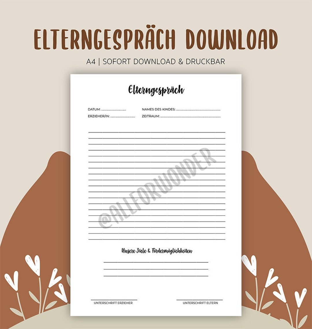 Elterngespräch - Zum Ausdrucken Vorlage A4 Download Druck Kindergarten Kita Krippe Erzieher PDF ...
