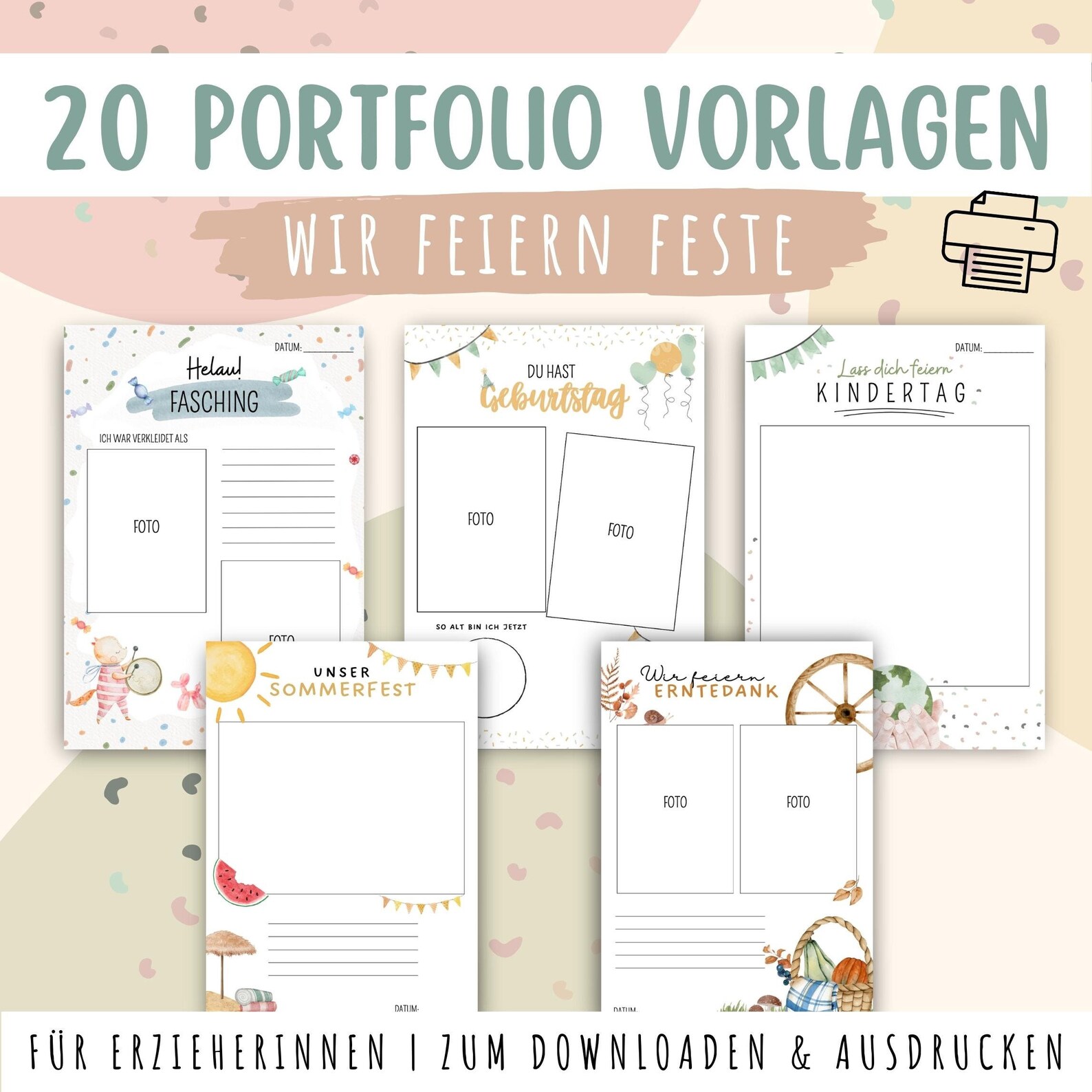 Wir feiern Feste - 20 Portfolio Vorlagen - Feiertage Zum Ausdrucken ...