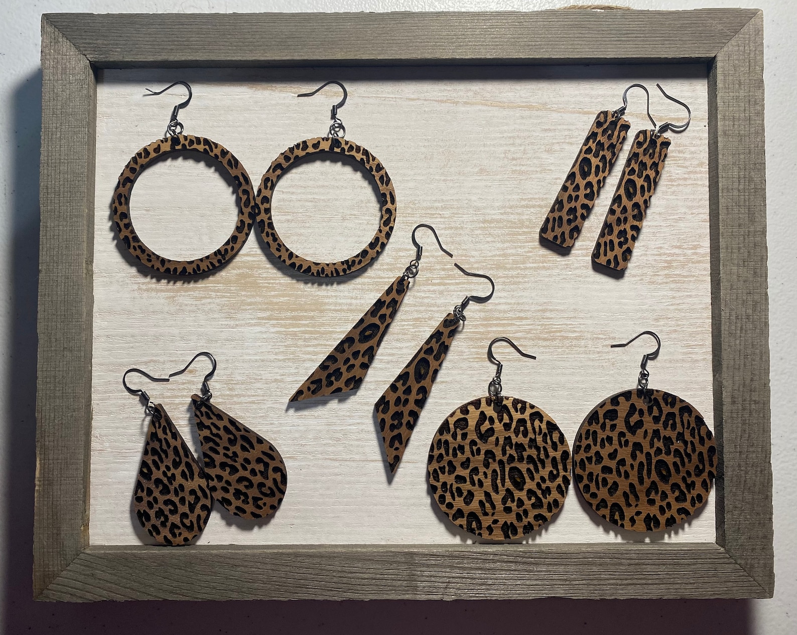 Leopard Circular Wooden Earrings Laser Cut Laser Engraved Walnut Wood ...