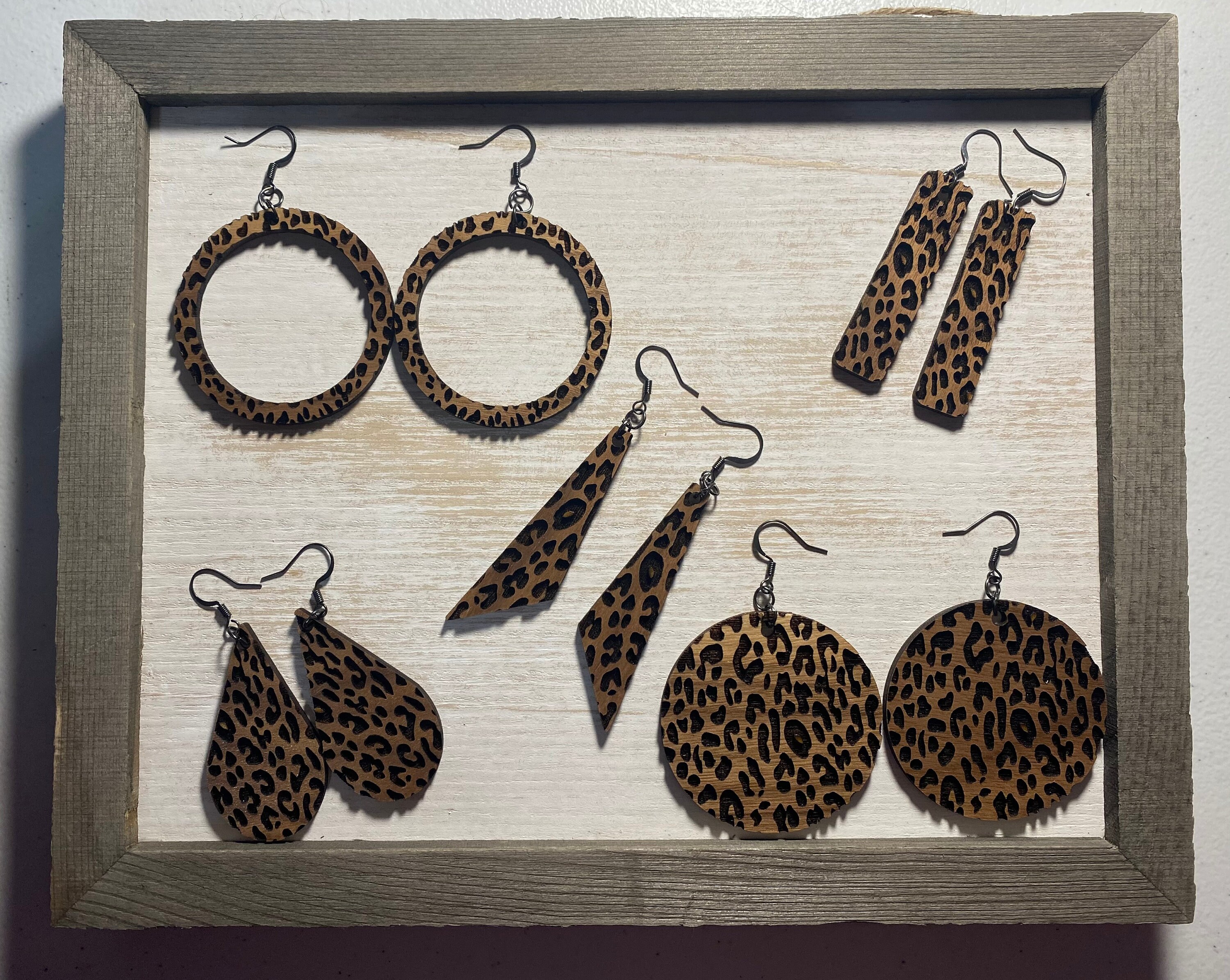 Leopard Circular Wooden Earrings Laser Cut Laser Engraved Walnut Wood ...