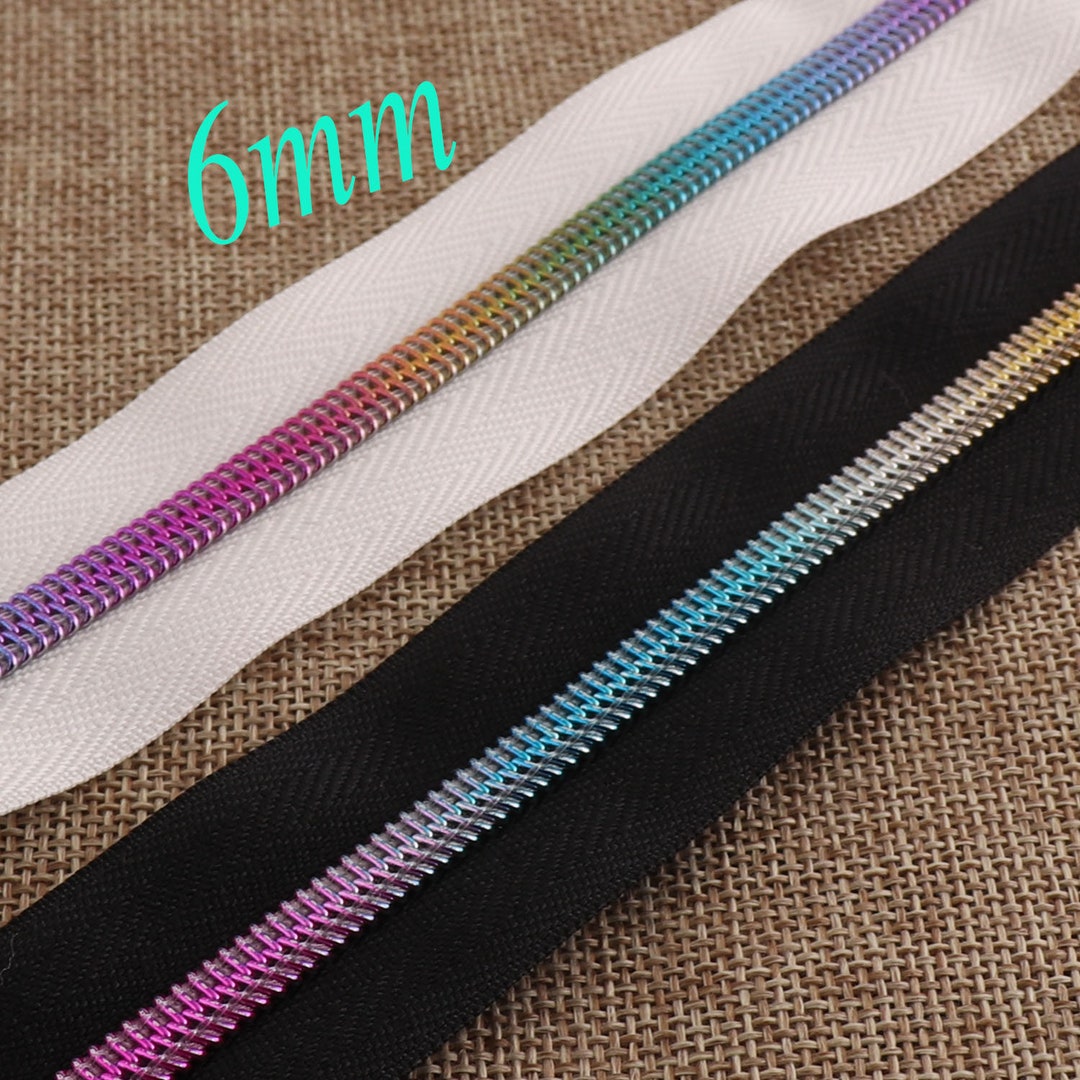 1-5 YARDS Rainbow Nylon Coil Zippers,6mm Black/white Nylon Zipper ...