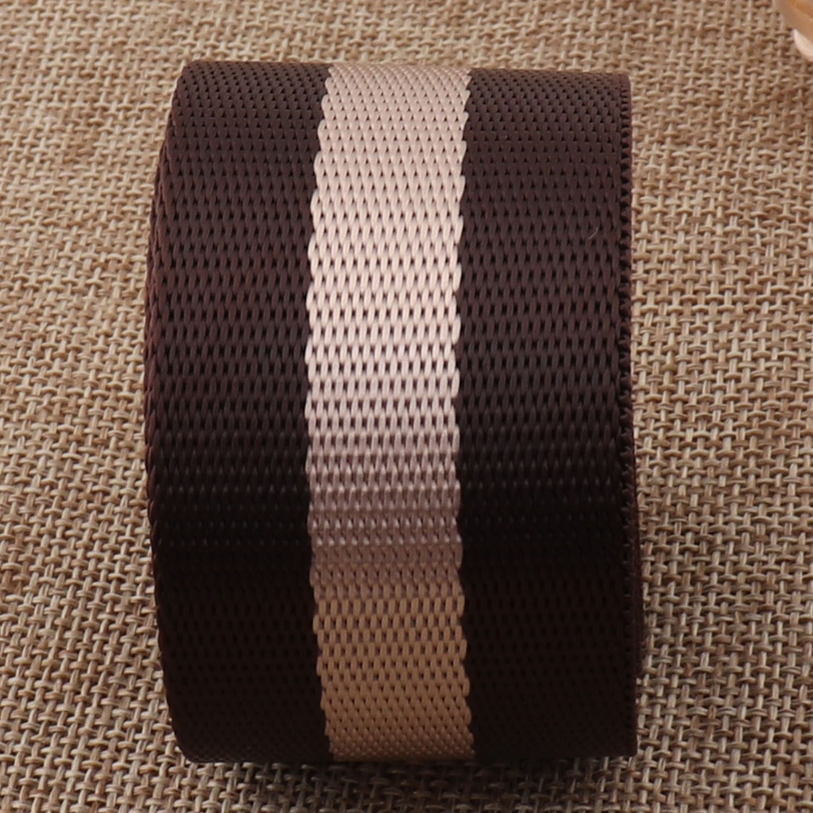 1.5 Webbingbrown Beige Striped Webbingsmooth | Etsy