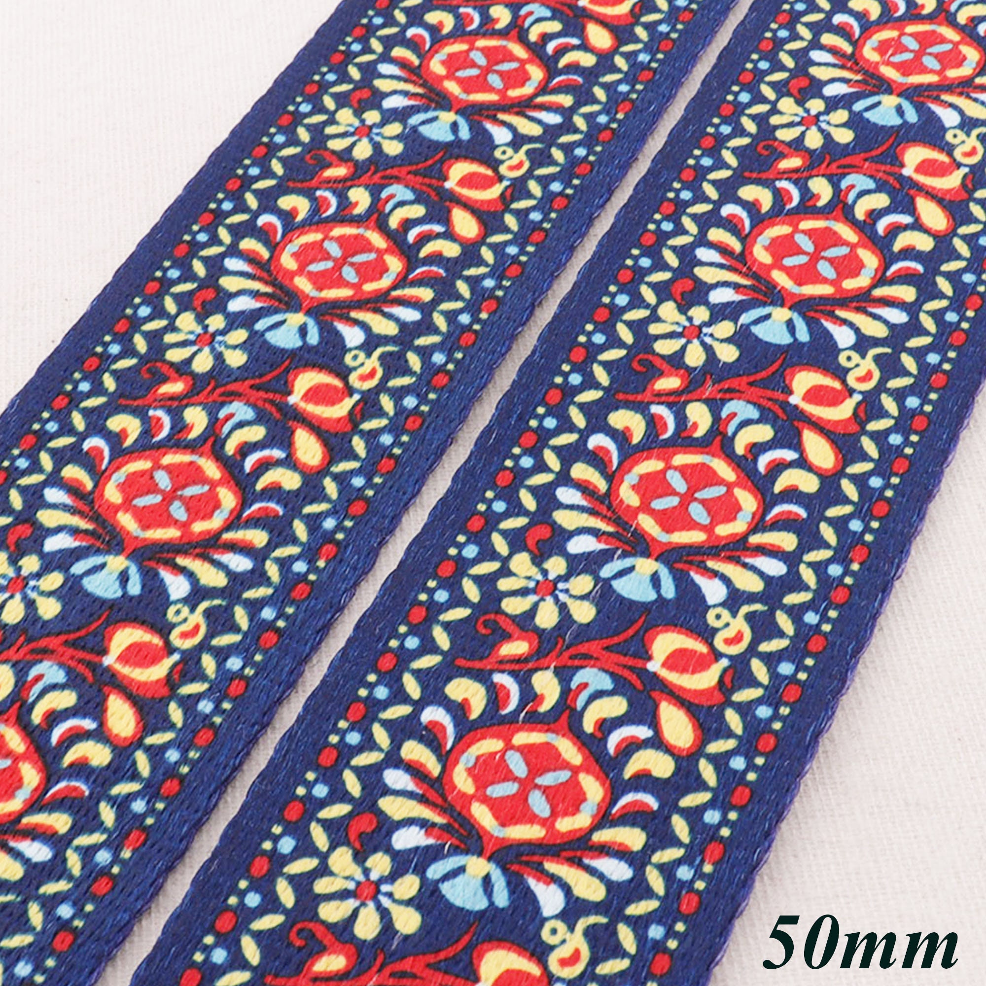 2 Ethnic WebbingSoft Smooth Navy Blue Webbing Red | Etsy