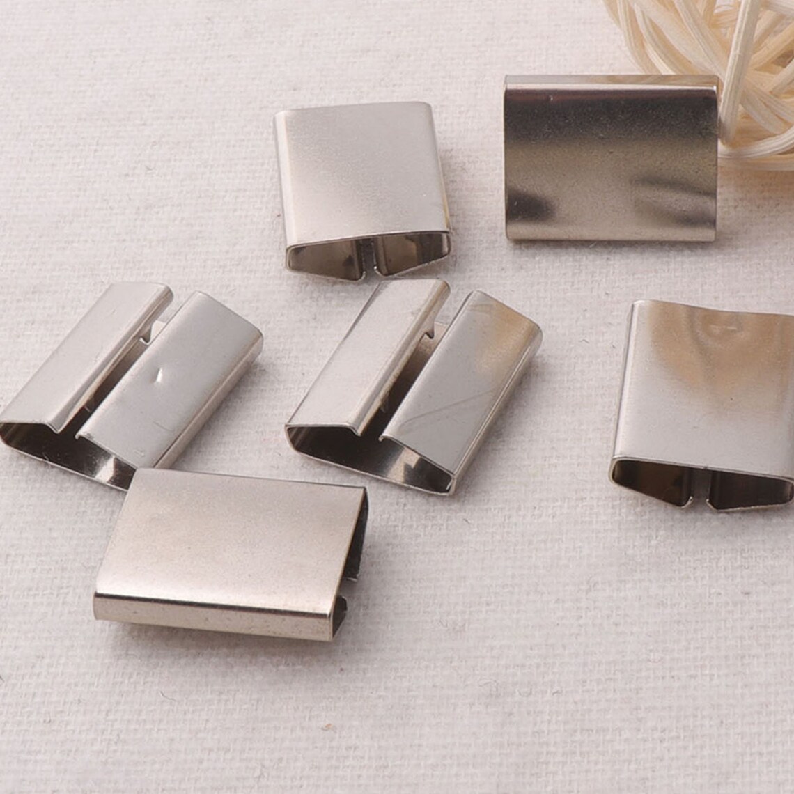 30 PCS Silver Smooth Rectangle End Cap,fastener Crimp Connector ...