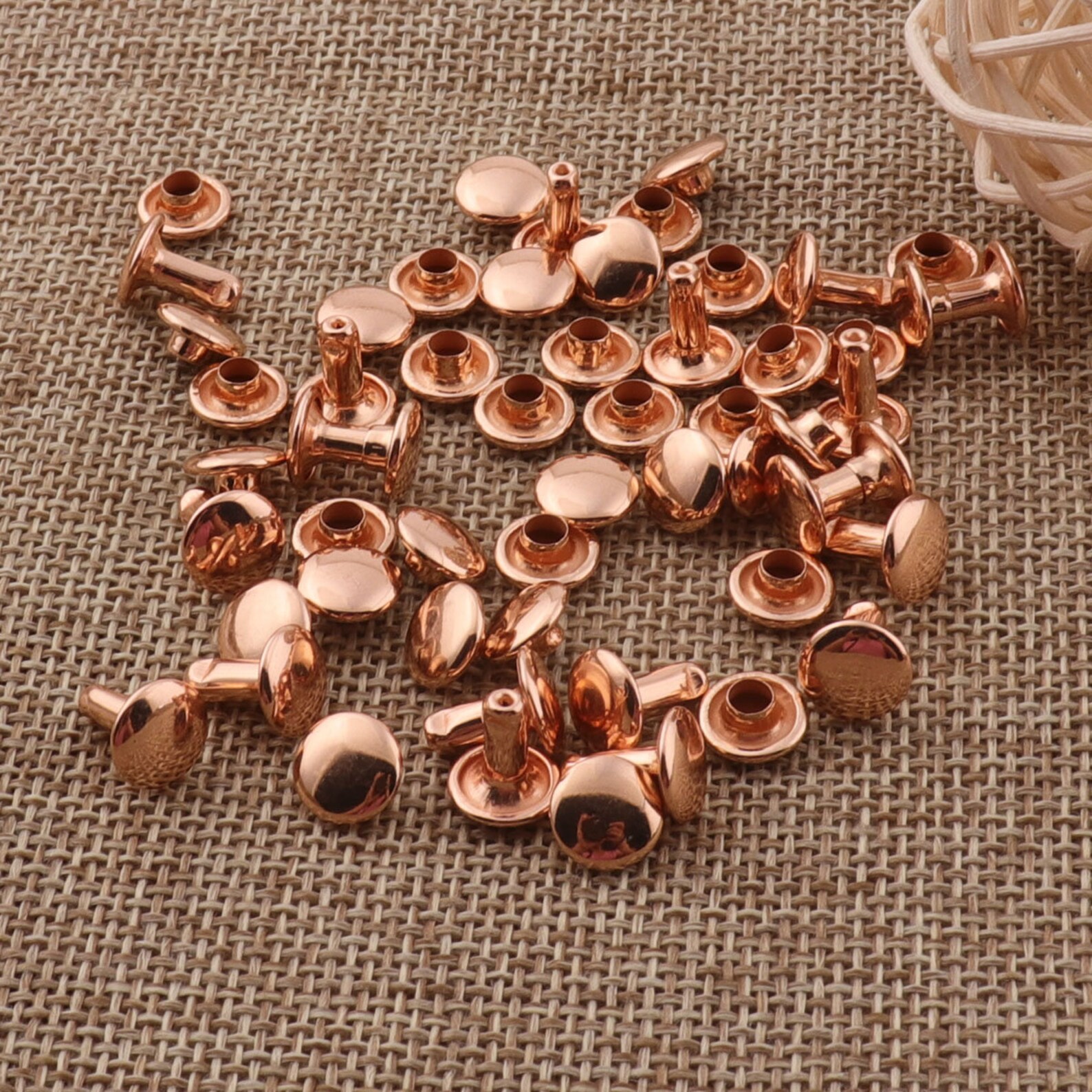 100sets 5/168mmrose Gold Dome Double Cap Round Rivet - Etsy