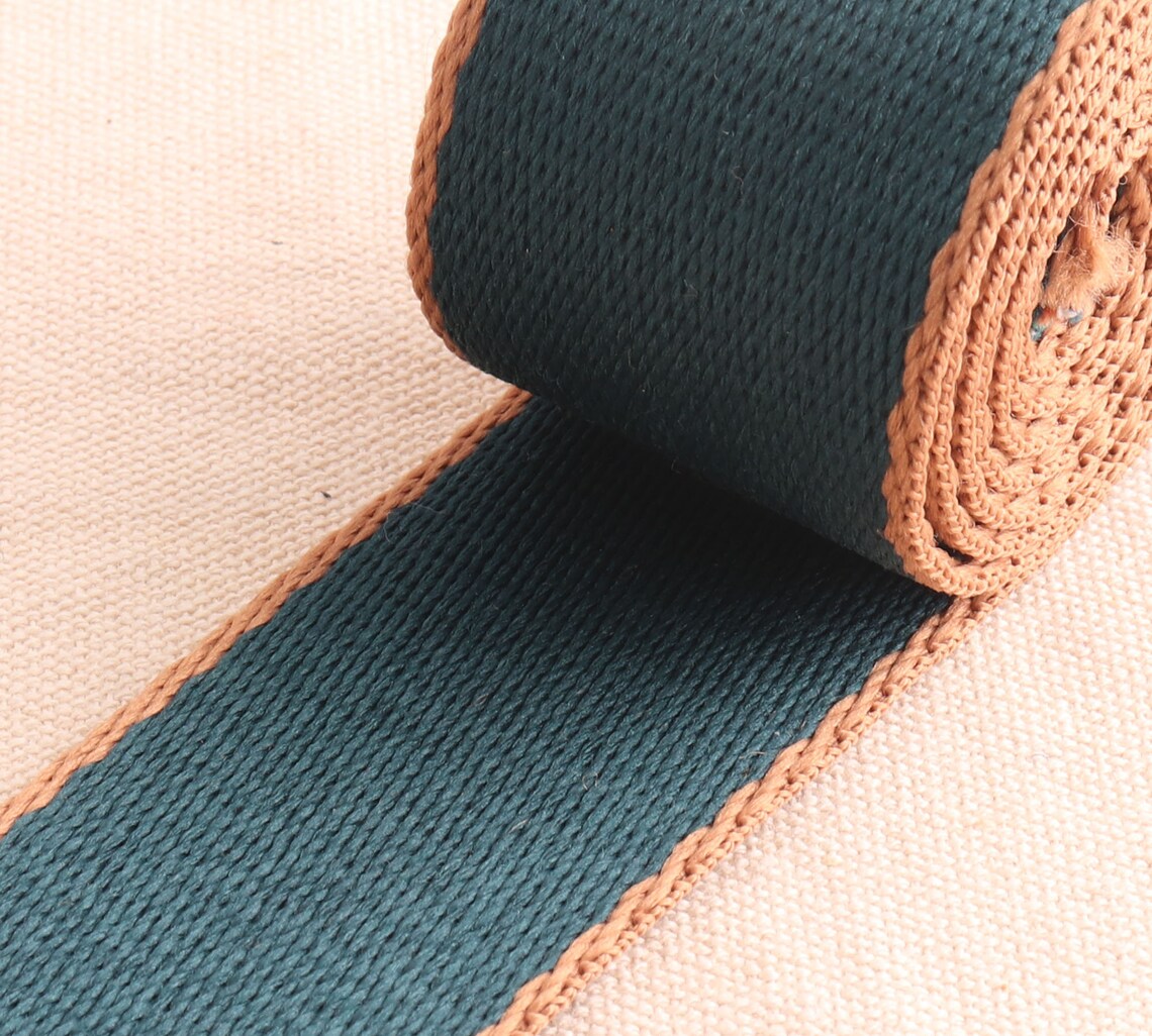 38mm cotton webbing striped Green Brown webbingstrap purse | Etsy
