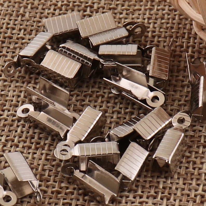 200 Pcs Crimp Ends Fasteners Claspsilver Smooth Fastener - Etsy