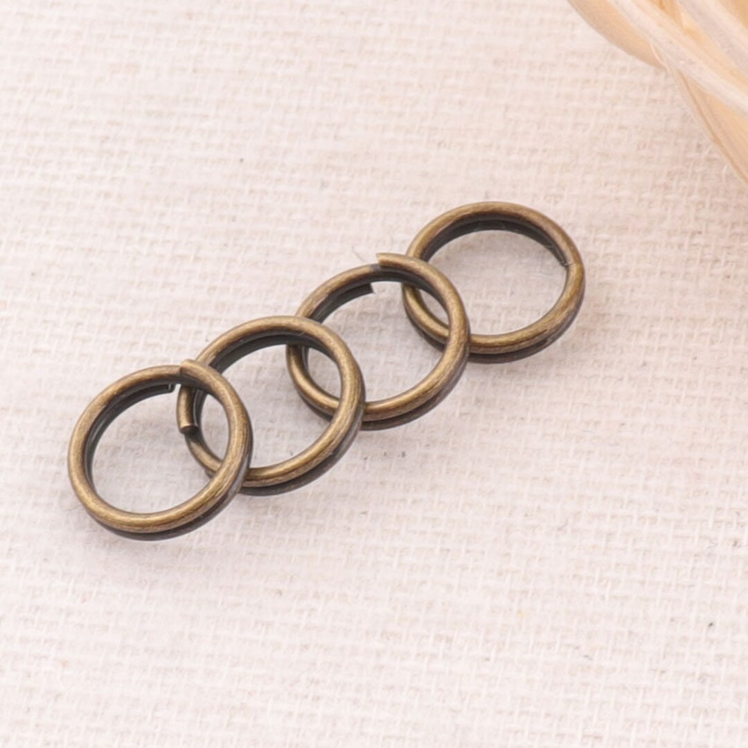 100 Pcs MINI Ancient Bronze Key Ring Keychain Split Key Rings Key Fob ...