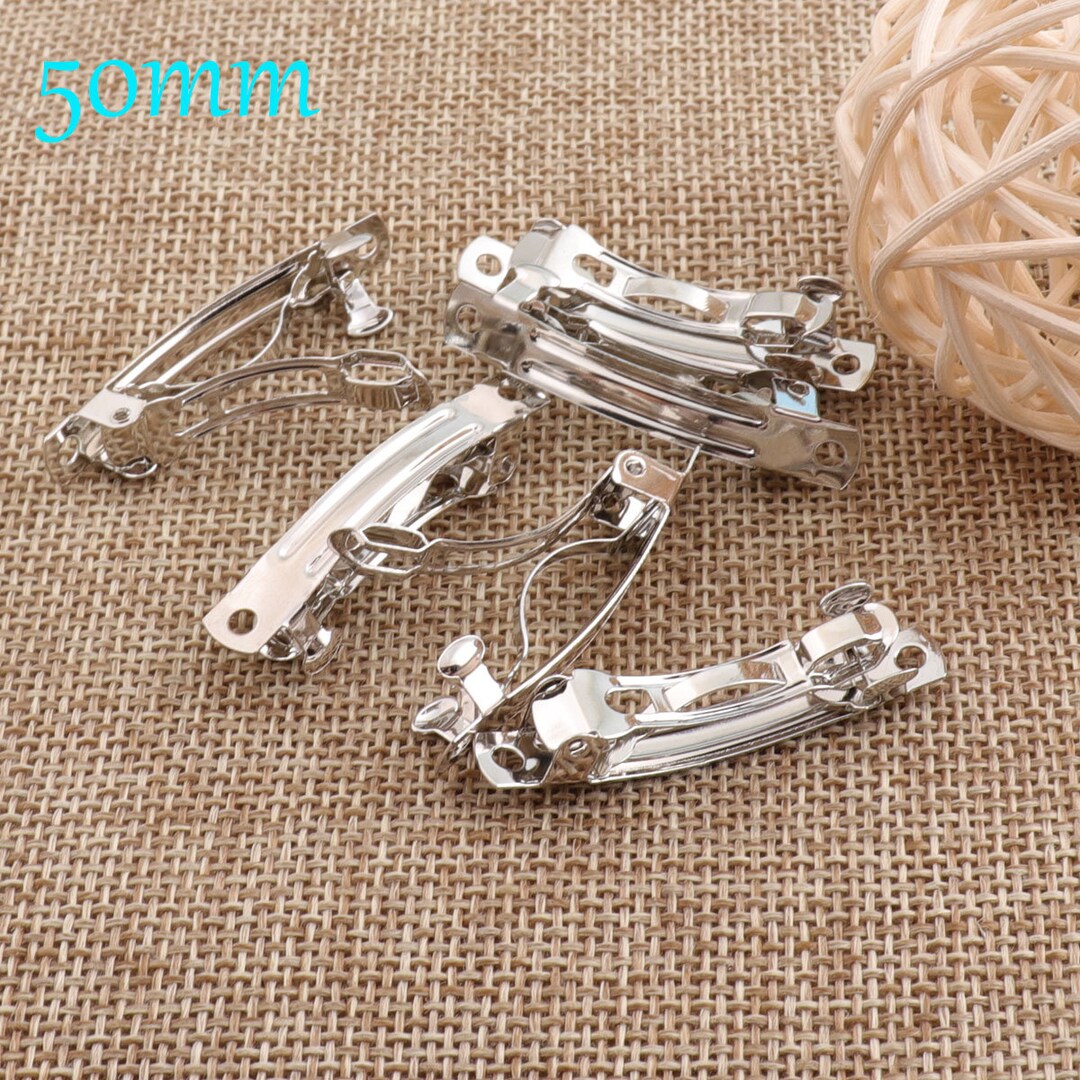 10-50 French Barrettes Clip,2"(50mm)silver Metal Barrettes,clips Bows ...