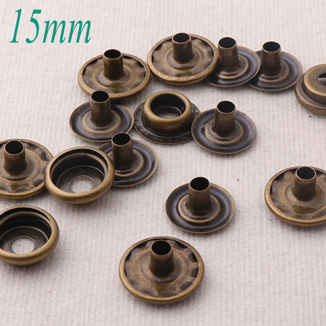 20 Unitsantique Bronze Snap Button Set15mm Round Square - Etsy