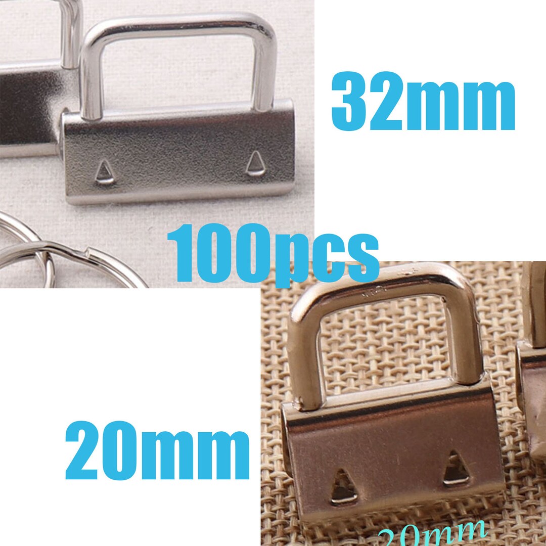 50-100 Sets Key Fob Hardware With Key Rings,32mm/20mm Silver Key Fobs ...