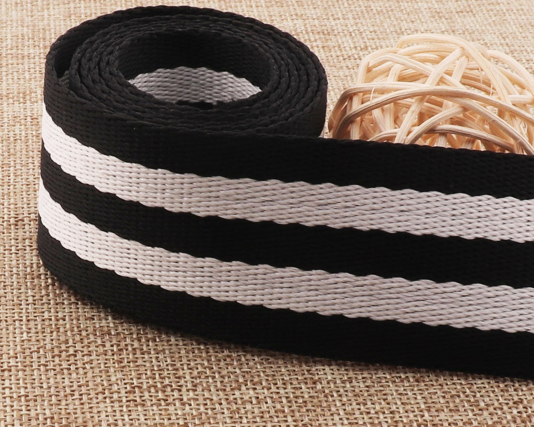 1 1/2" Cotton Webbing,black White Stripe Webbing Tote Bag Handle,purse ...