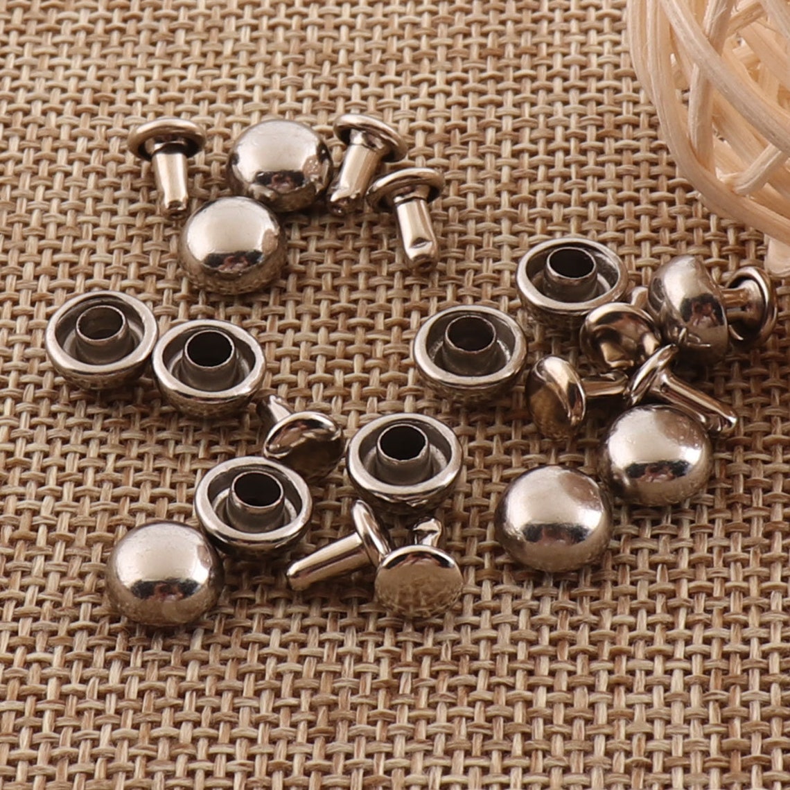 Double Cap Rivet,100sets 8mm Sliver,dome Double Cap Round Rivet Domed ...