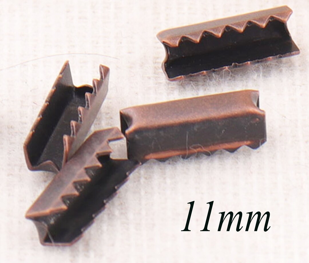 50 PCS Copper Ribbon Clamp Fastener Crimp,plated Fold Over Crimp ...