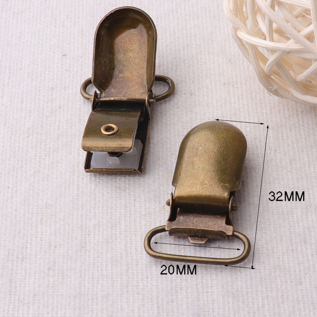 3/4"(20mm),10 Pcs,antique Bronze Rectangle Face Metal Suspender Clips ...