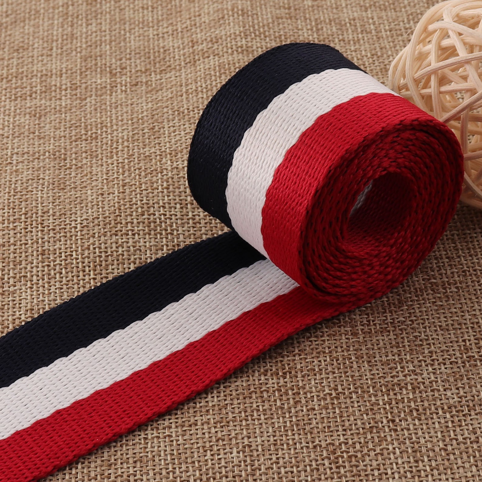 38mm Red White Blue Striped Webbingcotton - Etsy