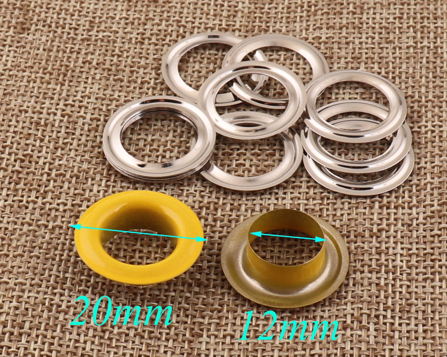 100 PCS Yellow Metal Eyelets and Grommets,eyelets Grommets With Washers ...
