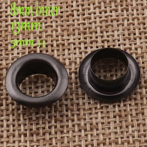 100 Sets Eyelets,barrel Diameter 8 Mm,black Metal Eyelets Grommets With ...