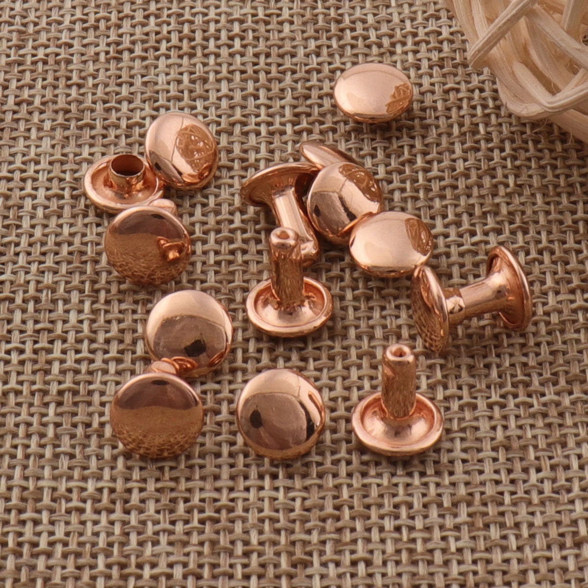 100sets 5/168mmrose Gold Dome Double Cap Round Rivet - Etsy