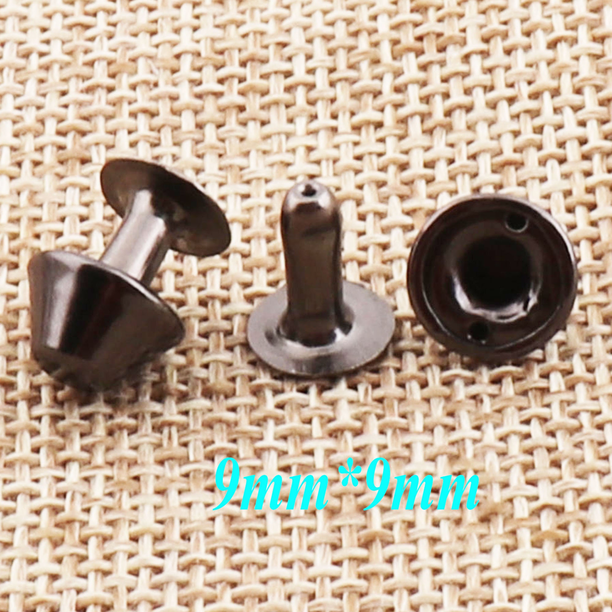 100 Sets Black Double Cap Rivets Dome Round Rivet Domed Studs | Etsy