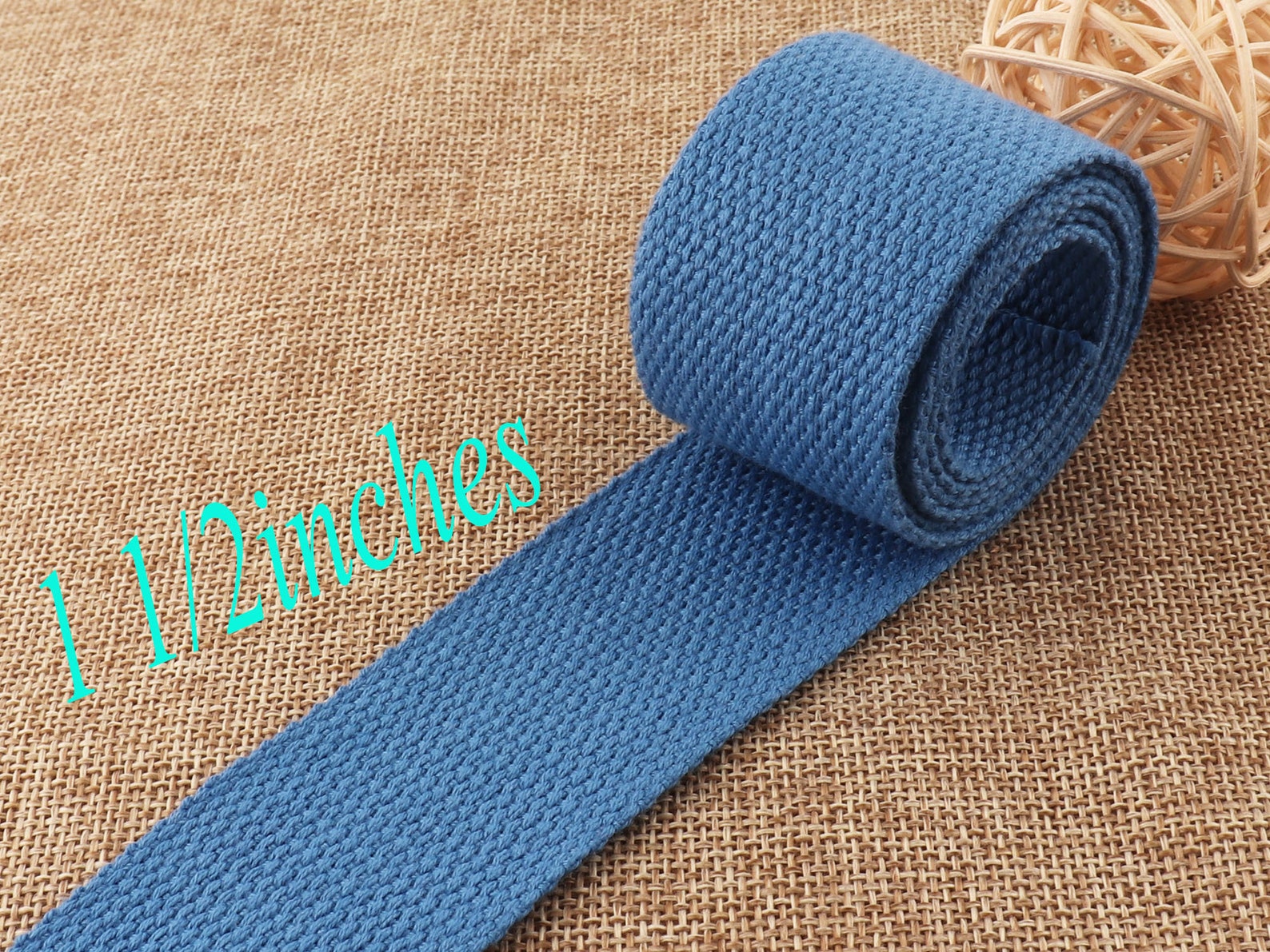 1 1/2 Cotton Webbingsolid Blue Webbing Key Fob Soft - Etsy