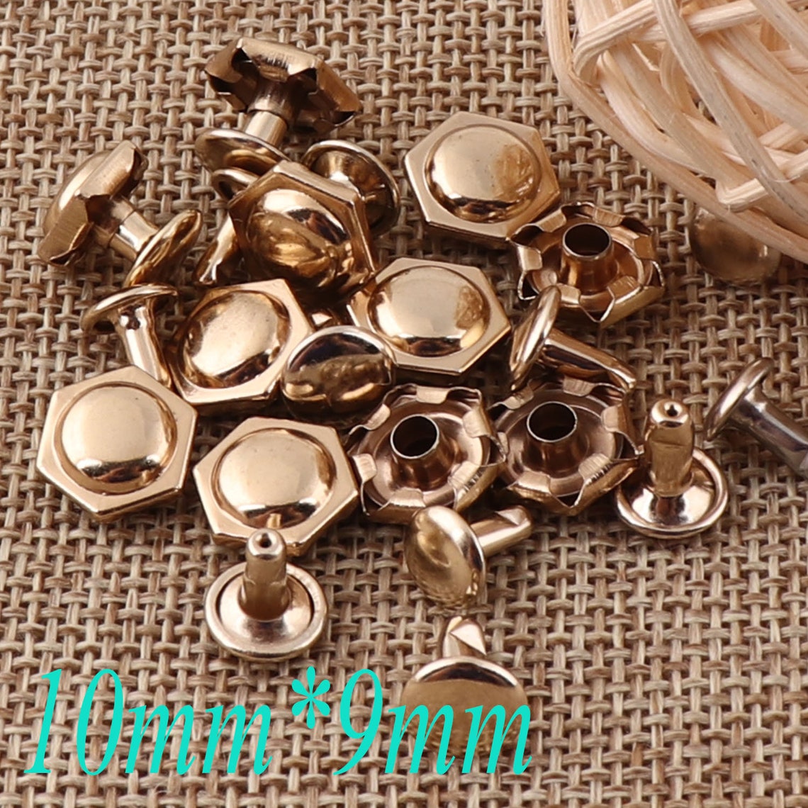100sets Honeycomb Pale Gold Double Cap Rivets,studs Leather Craft Rivet ...