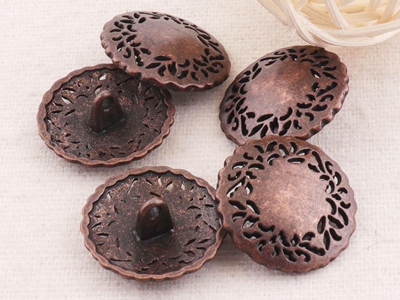 6 PCS Ancient Copper Metal Button,buttons -shank Jewelry Button Vintage ...