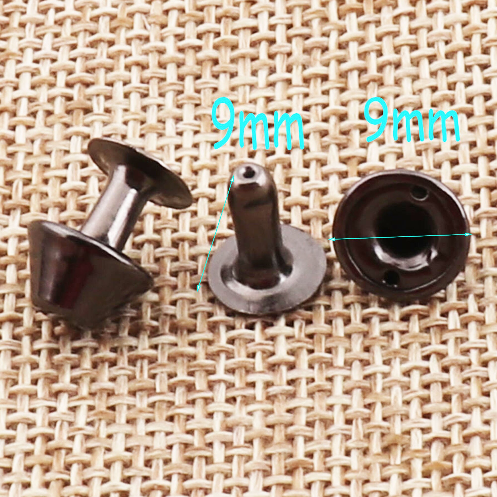 100 Sets Black Double Cap Rivets Dome Round Rivet Domed Studs | Etsy