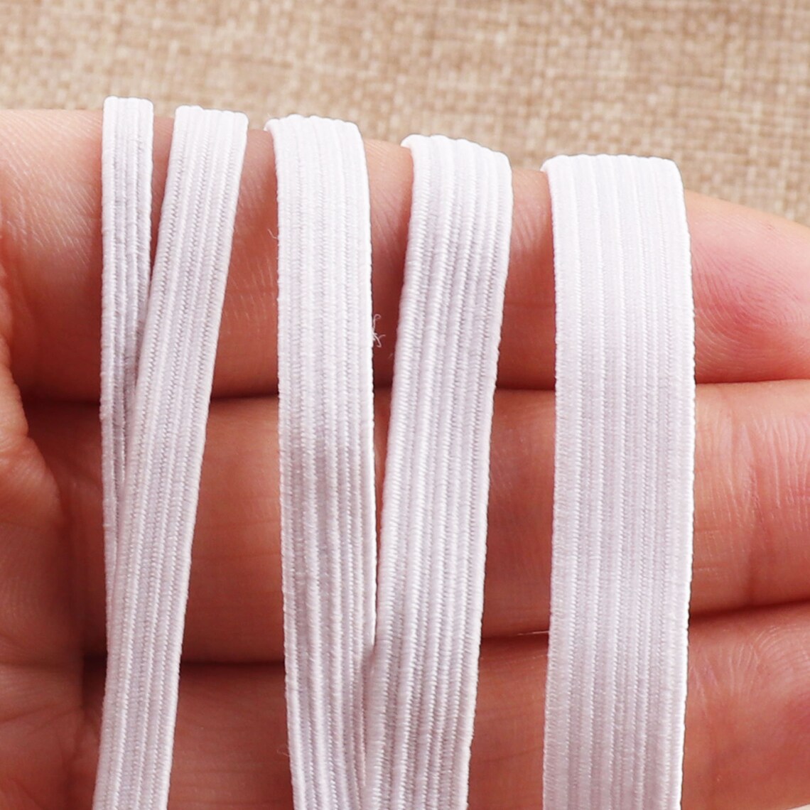 50 Yards Elastic Cord Band 3mm/5mm/6mm-white Nylon Flat - Etsy