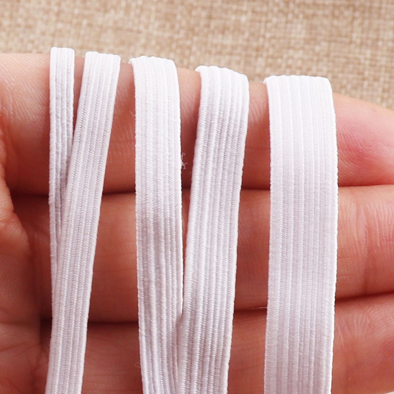 50 Yards Elastic Cord Band 3mm/5mm/6mm-white Nylon Flat - Etsy