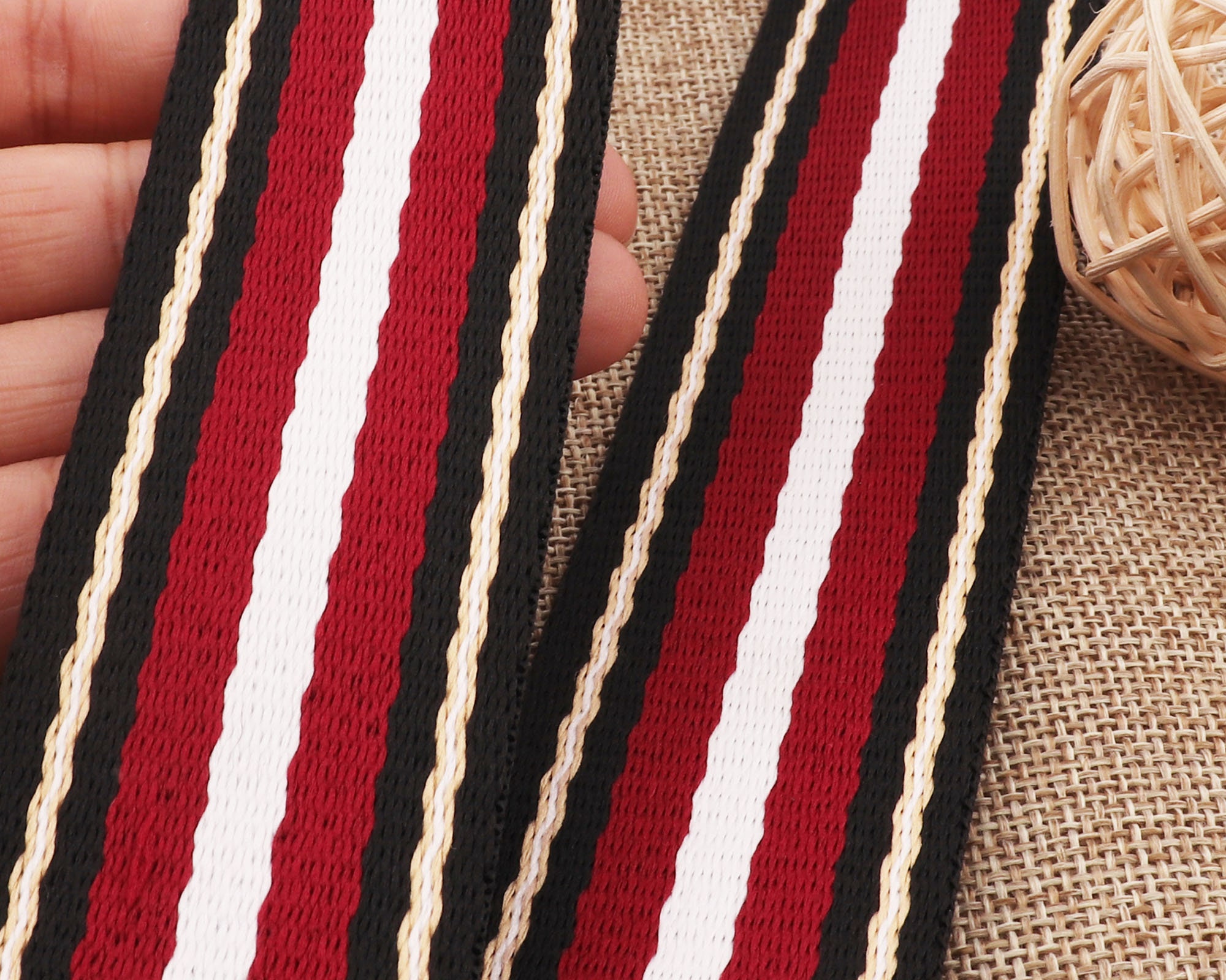 38mm Webbing 1 1/2 Inches Smooth Striped Webbing Red White - Etsy
