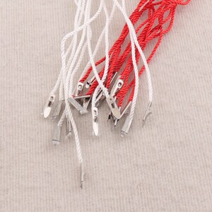 100 PCS Red/white Nylon Button Hang Tag String,round Metal Fastener ...