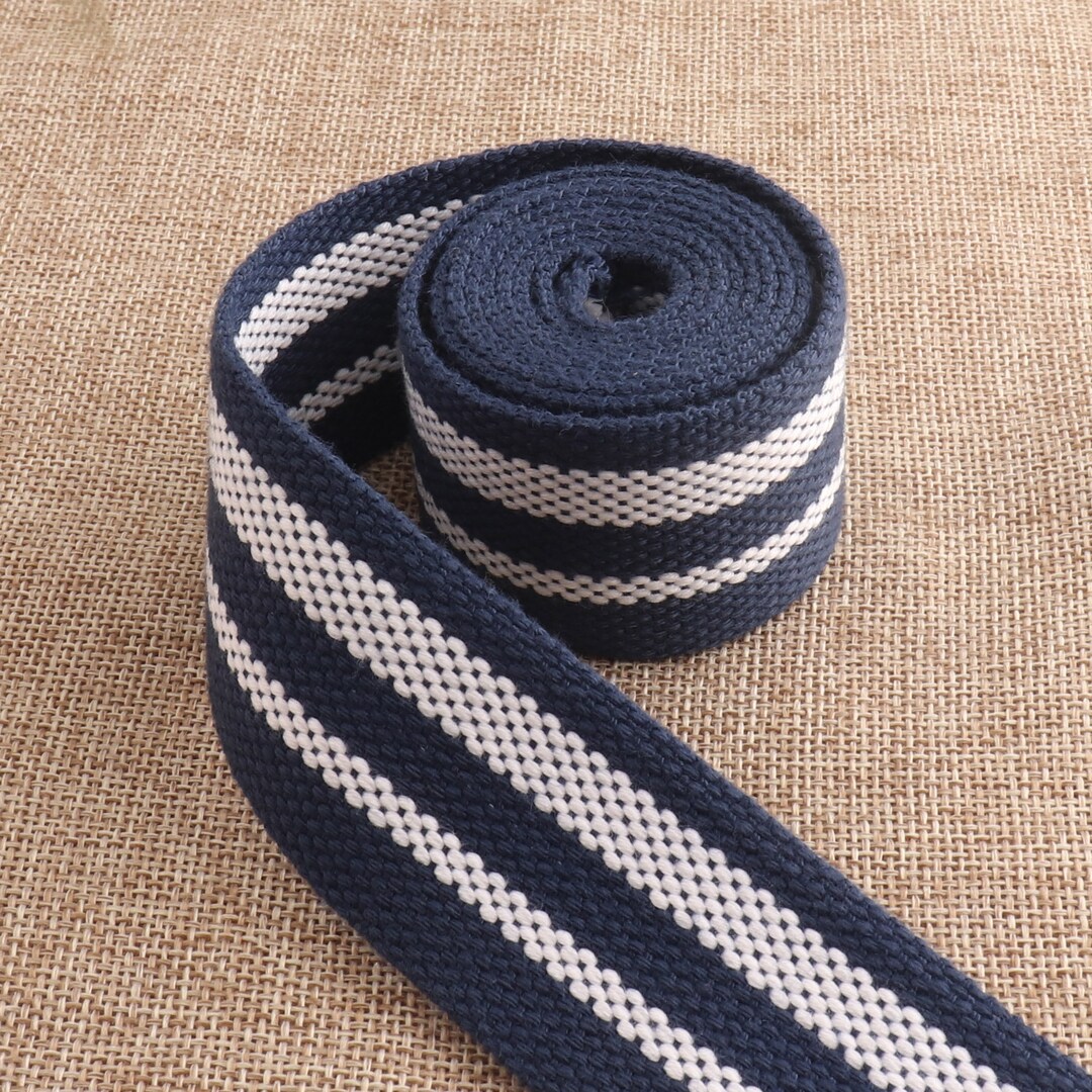 Navy Blue White Striped Webbing 38mm Cotton Webbing Nylon Webbing ...