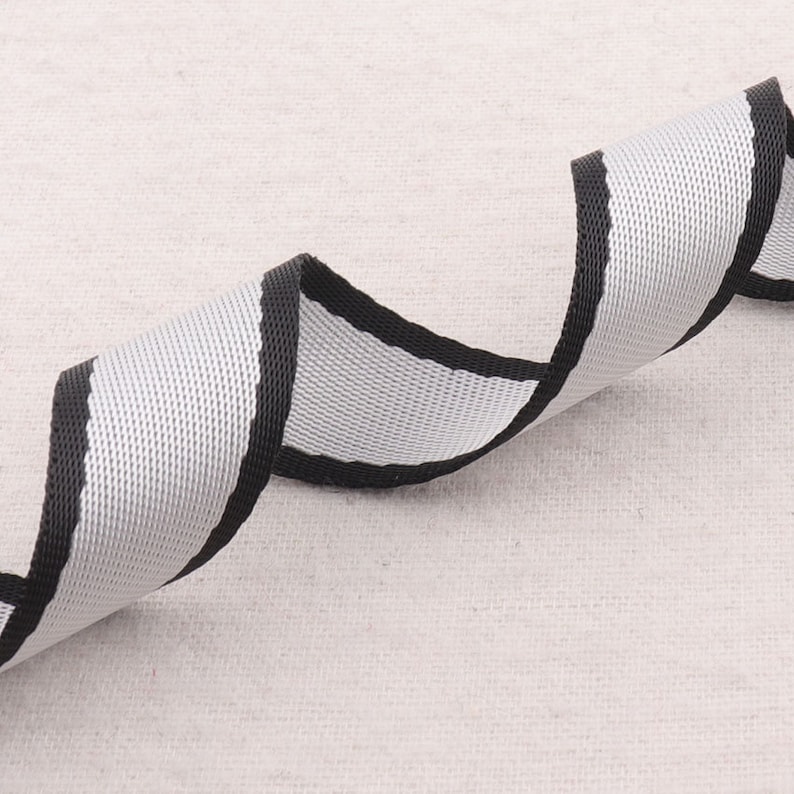 125mmsilver Gray Smooth Striped Webbing Ribbon Black | Etsy