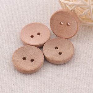3/4"(20mm),20pcs Natural Round Concave Shape Wooden Buttons With 2 ...
