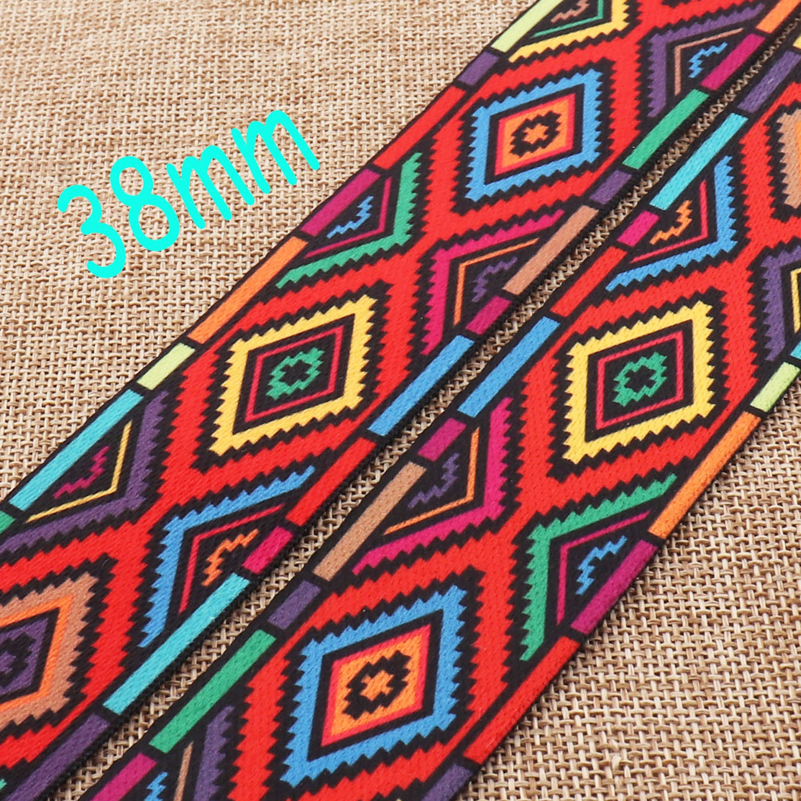 Ethnic Webbing,geometric Pattern Webbing,soft Smooth Red Webbing 1.5 ...