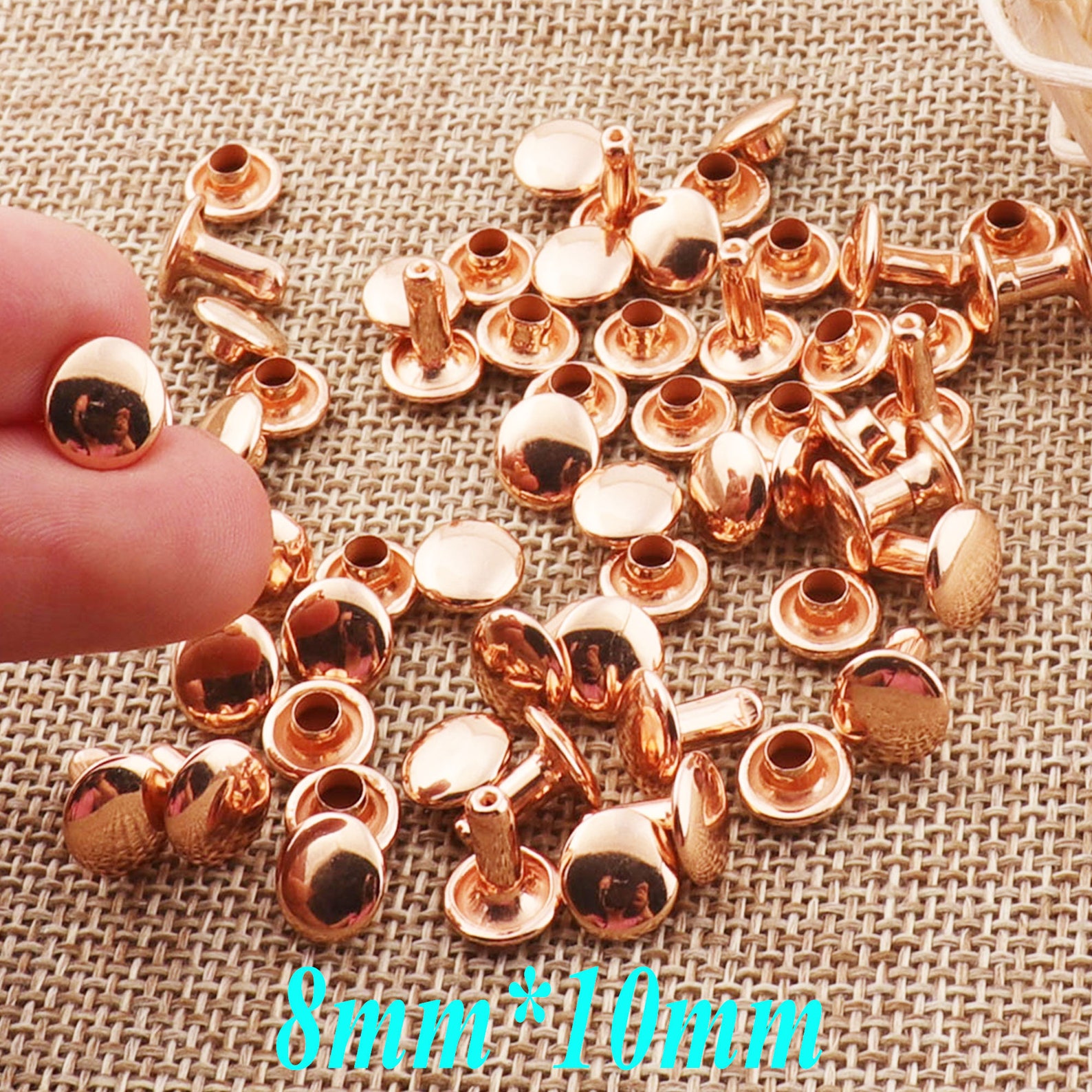 100sets 5/168mmrose Gold Dome Double Cap Round Rivet - Etsy