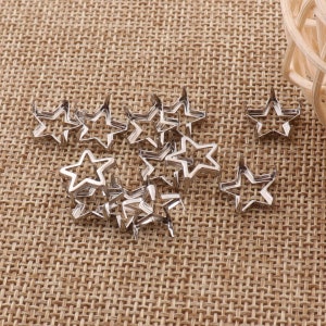 100 PCS Silver Star Nailhead,rivet Shape Round Stud Rivet Fastener ...