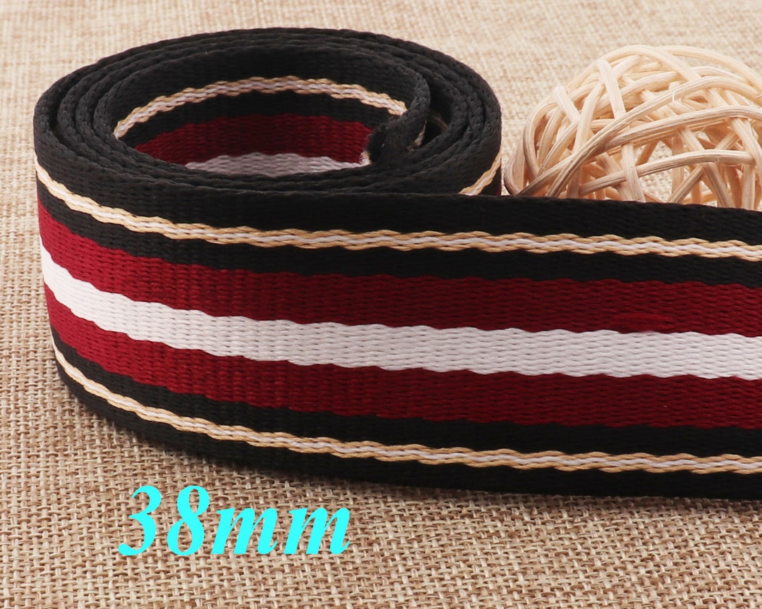 38mm Webbing 1 1/2 Inches Smooth Striped Webbing Red White Black Strap ...