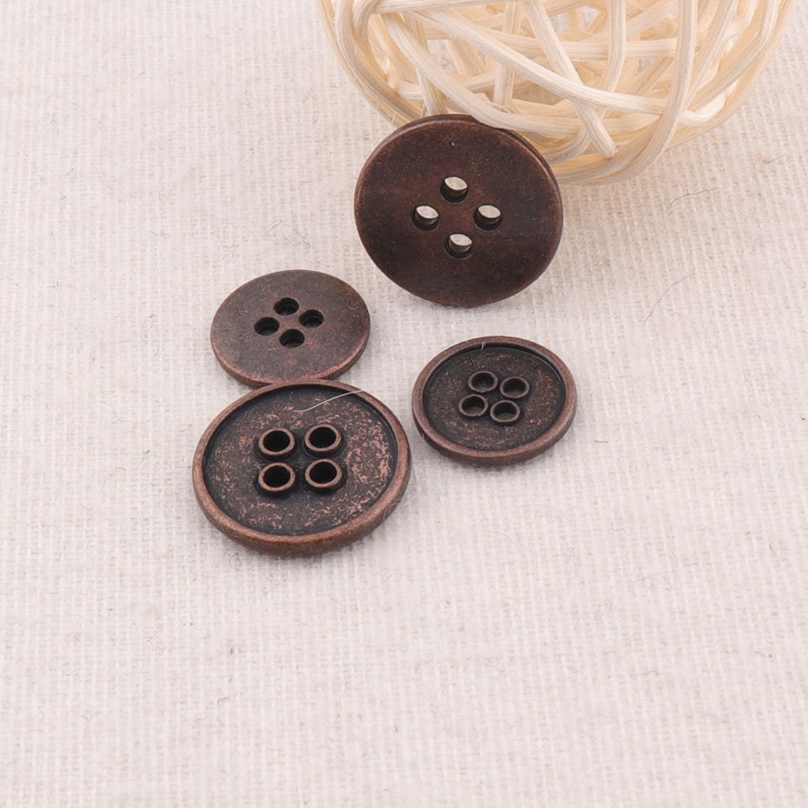 10pcs/20pcs Small Ancient Copper Metal Buttons 4 Holescoat - Etsy