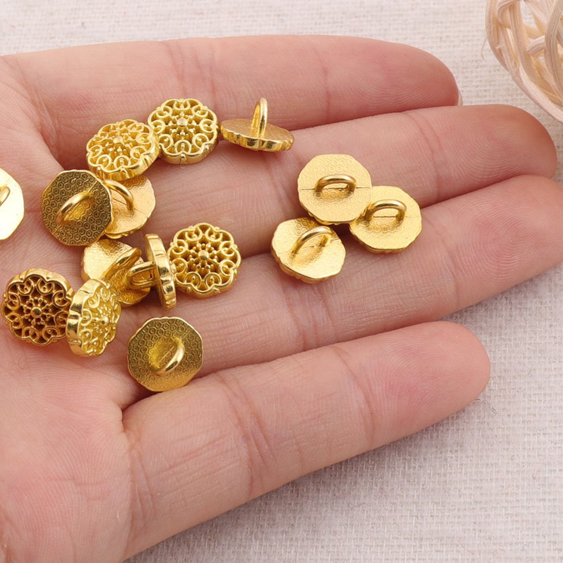 15pcs,metal Buttons,3/8"(10mm),gold Metal Buttons Shank Vintage Button ...