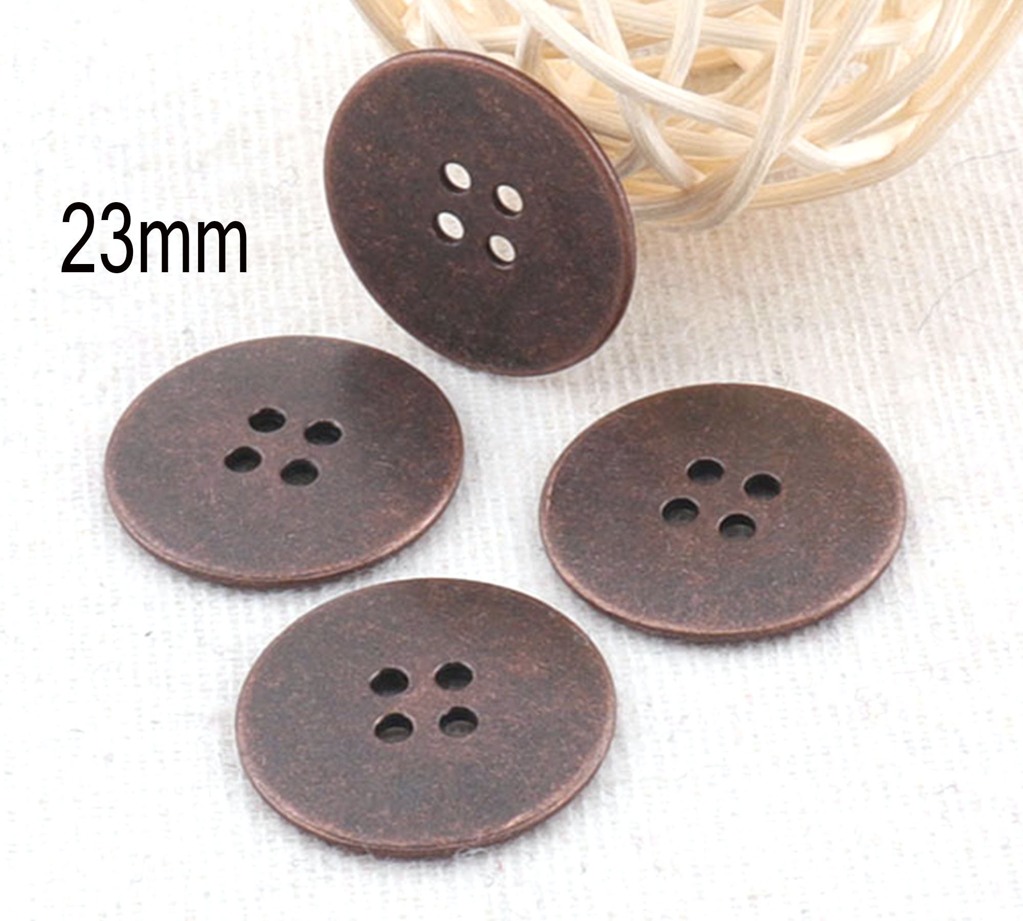 10 PCS Metal Button Antique Copper Buttons 4 Holes Flat | Etsy