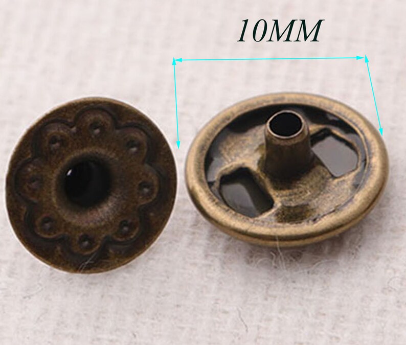 50 PCS Antique Bronze Snap Buttons 10mm Snap Fastener Leather - Etsy