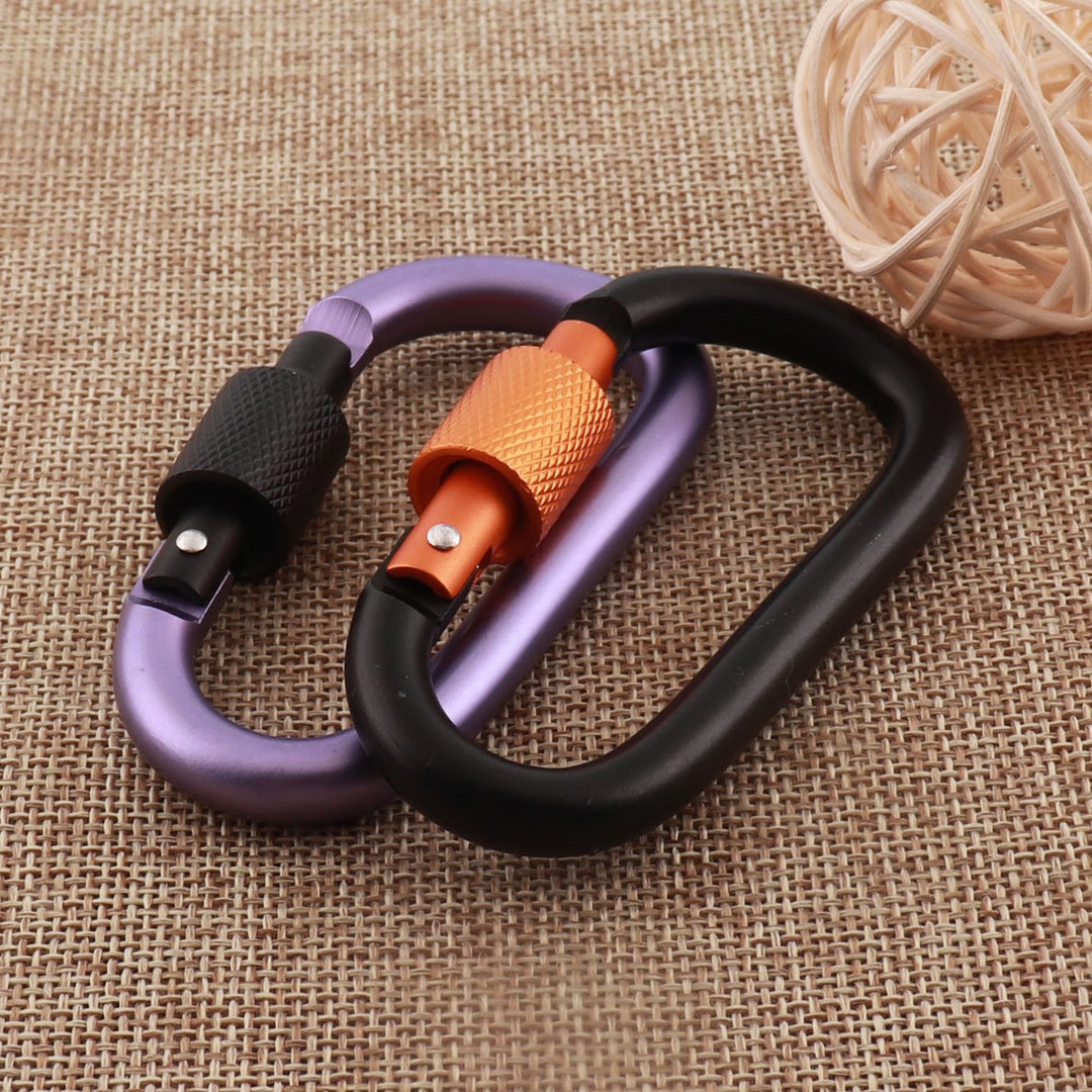 10 Pcs "d" Carabiner,purple/black Aluminum Carabiners,77mm Personalized ...